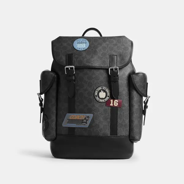 COACH Hitch Backpack With Stickers In Signature Upcraftedleather - Black Signature