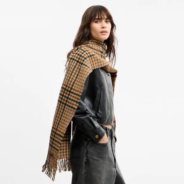 COACH Reversible Plaid Muffler - Camel/multi