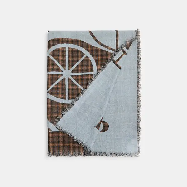 COACH Horse And Carriage Print Plaid Stole - Camel/multi