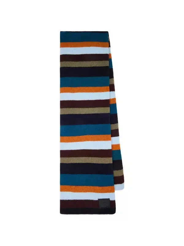 Paul Smith Stripe Lambswool Scarf - Blue