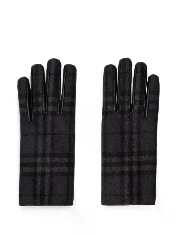 Burberry Check Wool Gloves - Black