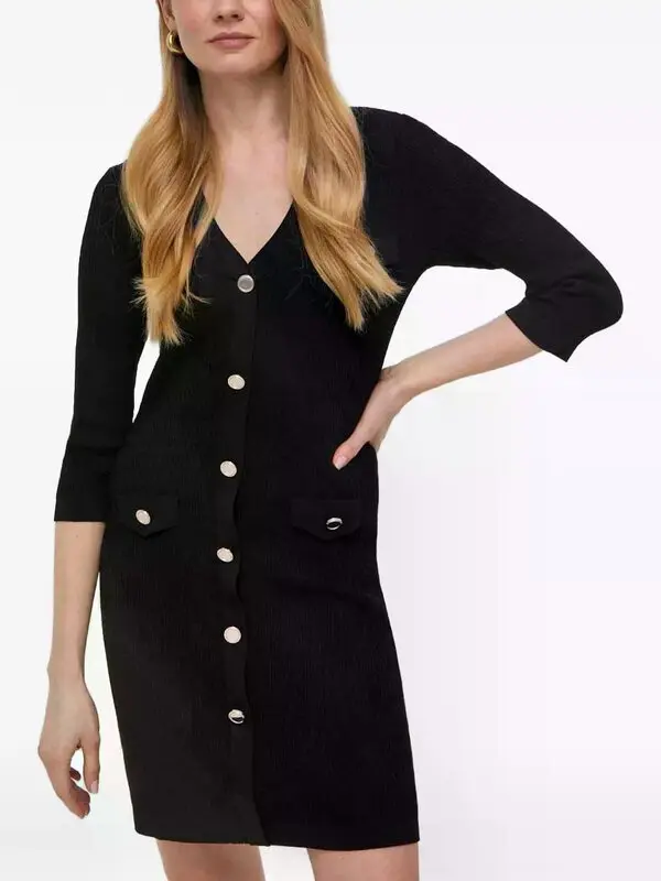 MORGAN Buttoned V-neck Mini Dress