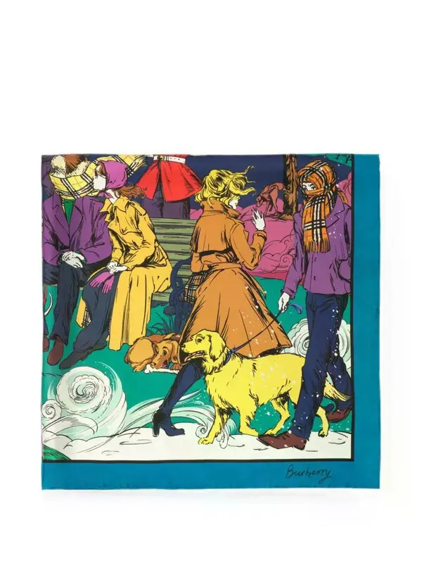 Burberry Silk Scarf - Blue