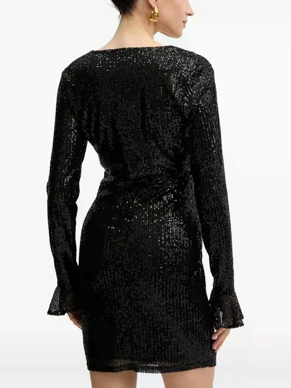 MORGAN Ruffle-cuffs Sequinned Mini Dress