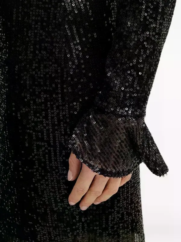 MORGAN Ruffle-cuffs Sequinned Mini Dress