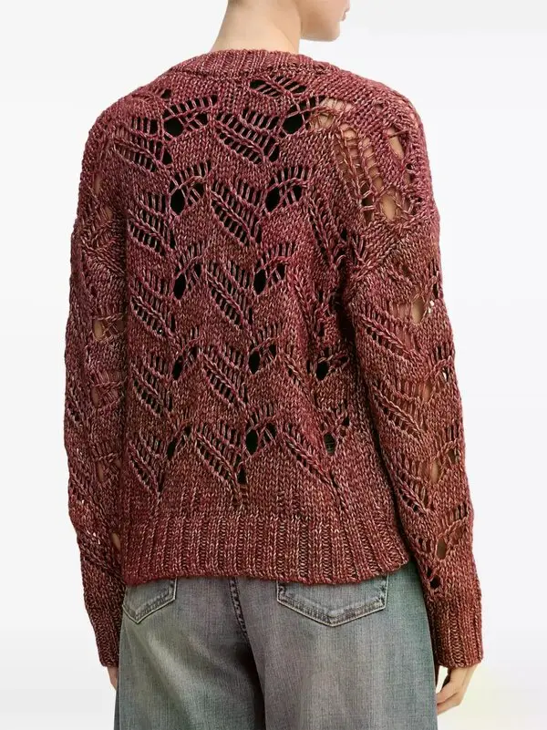 Sisley Open-knit V-neck Sweater