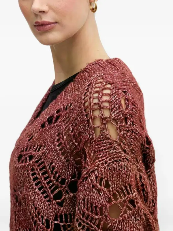 Sisley Open-knit V-neck Sweater