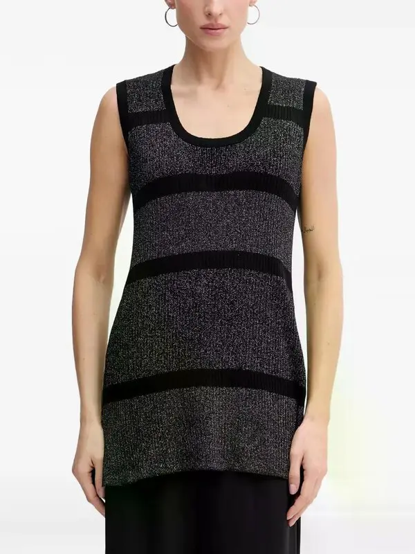 Sisley Striped Sleeveless Top - Grey