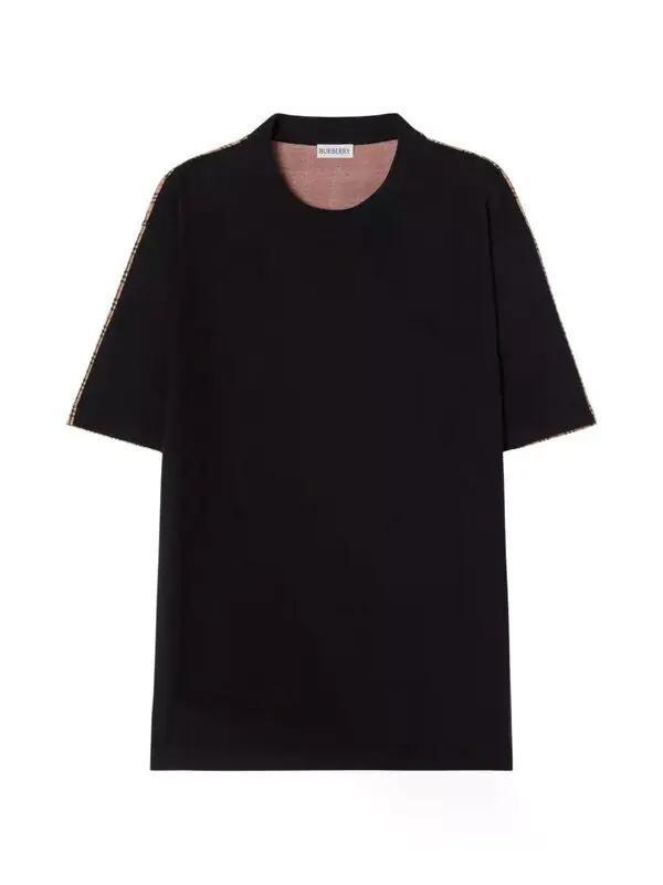 Burberry Check Cotton T-shirt - Black