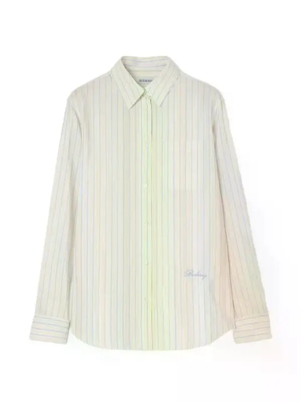 Burberry Classic Fit Striped Silk Cotton Shirt - Yellow