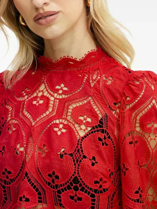 MORGAN Lace Scalloped-hem Blouse