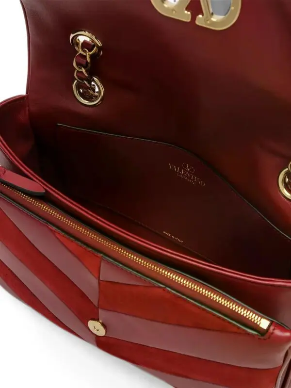 Valentino Garavani Djuna Medium Chain Bag In Suede And Nappa With Chevron Pattern