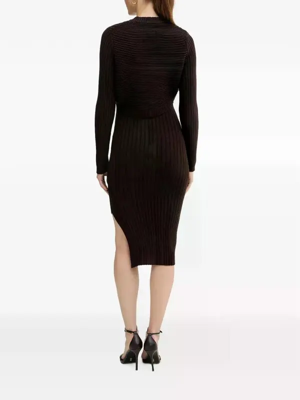 MORGAN Ribbed-knit Side-slit Midi Dress