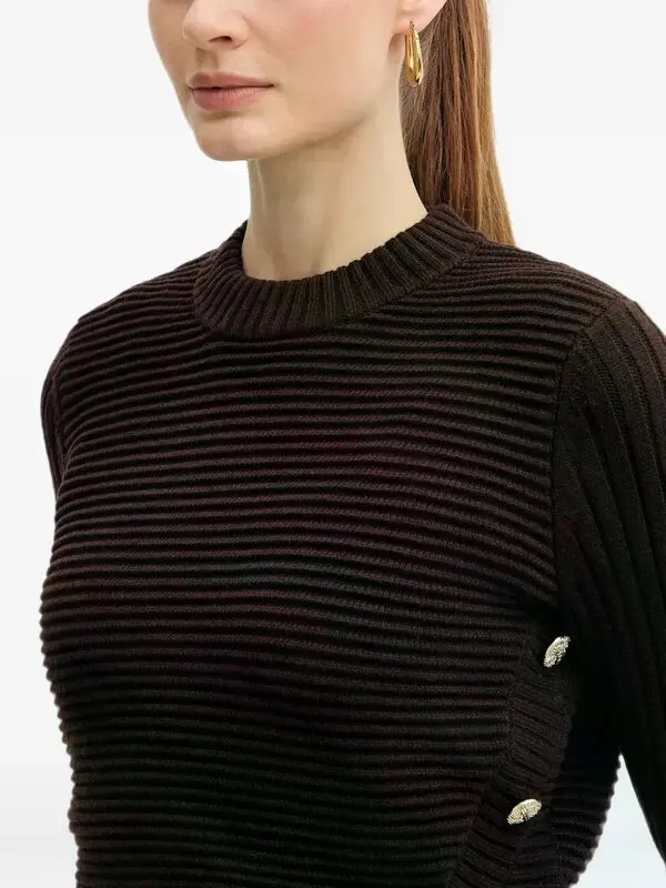 MORGAN Ribbed-knit Side-slit Midi Dress
