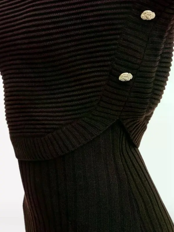 MORGAN Ribbed-knit Side-slit Midi Dress