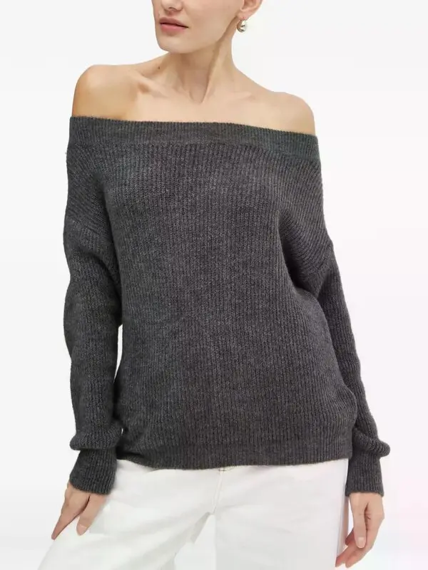 MORGAN Off-shoulder Ribbed-knit Sweater