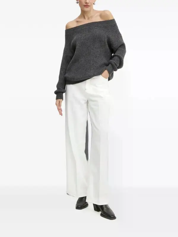 MORGAN Off-shoulder Ribbed-knit Sweater