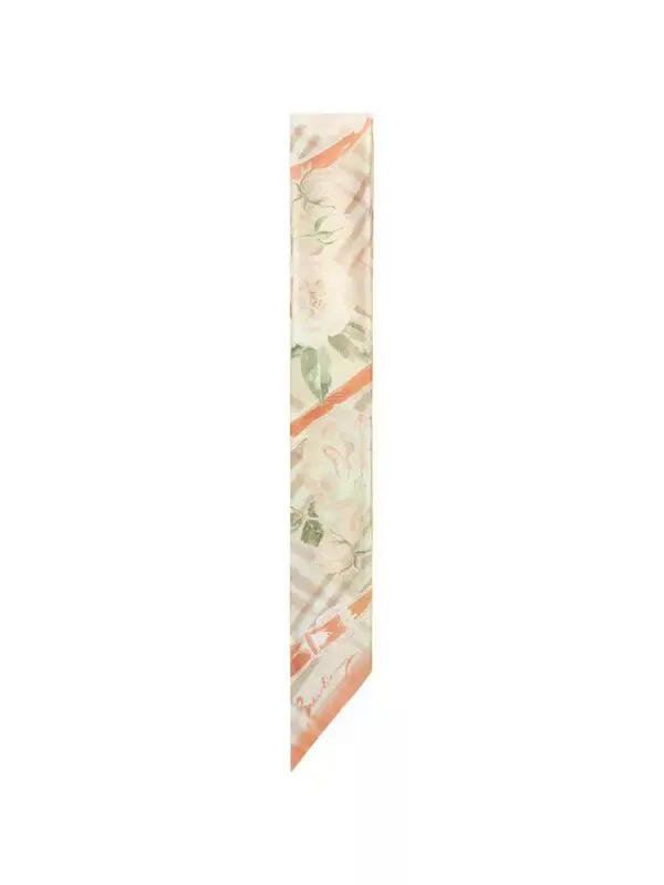 Burberry Skinny Rose Check Silk Scarf - Neutrals