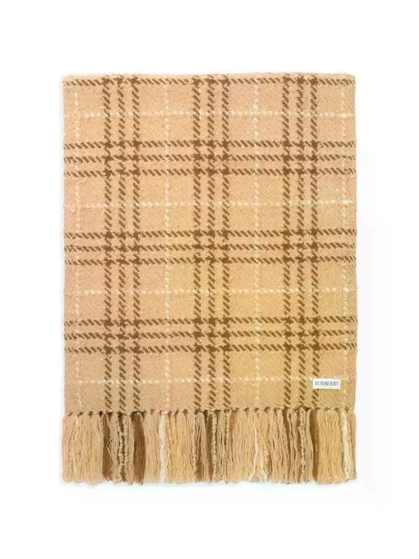 Burberry Embellished Check Bouclé Scarf - Neutrals