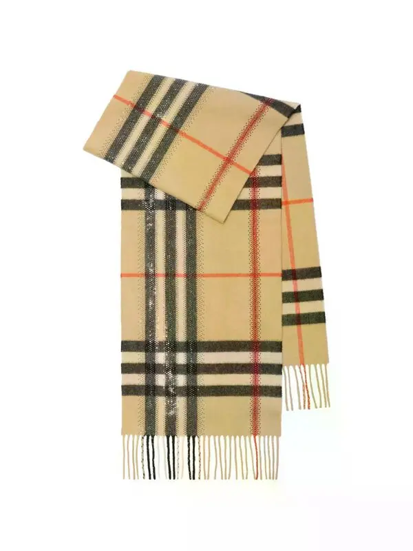 Burberry Crystal Check Cashmere Scarf - Neutrals