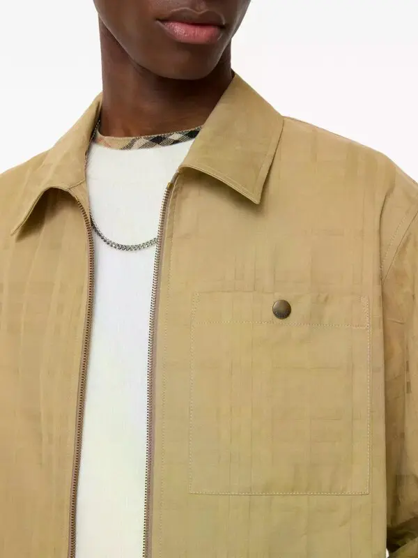 Burberry Check Cotton Zip Overshirt - Neutrals