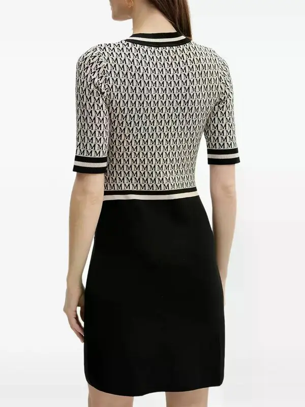 MORGAN Monogram-pattern Button-detail Mini Dress