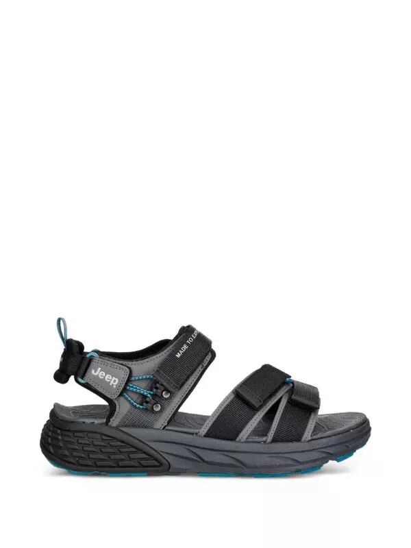 JEEP Groove Touch-strap Flat Sandals - Black