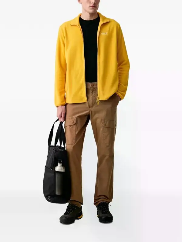JACK WOLFSKIN Logo-embroidered Fleece Sweatshirt - Yellow