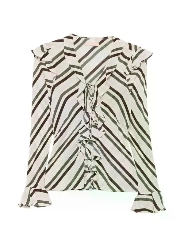 Maggie Marilyn Cool About It Ruffled Striped Top - Neutrals