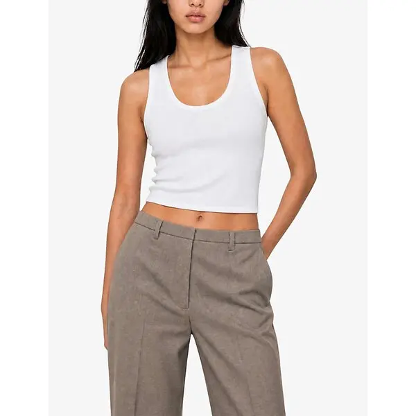 The Kooples Sleeveless Round-neck Stretch-woven Top