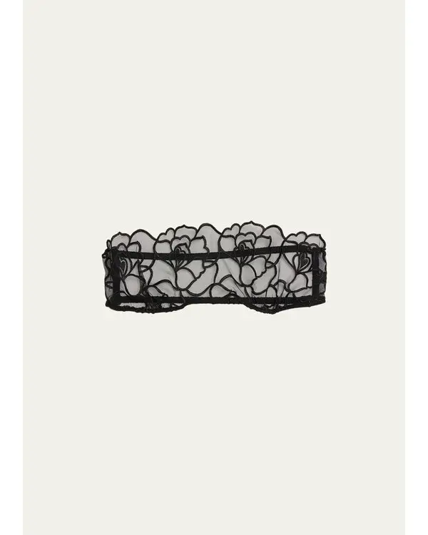 Kiki De Montparnasse Petite Chou Embroidered Stretch Tulle Bandeau - Black