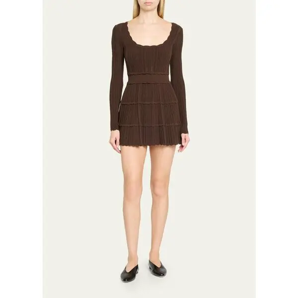 LoveShackFancy Lunelle Pointelle Knit Long-sleeve Mini Dress