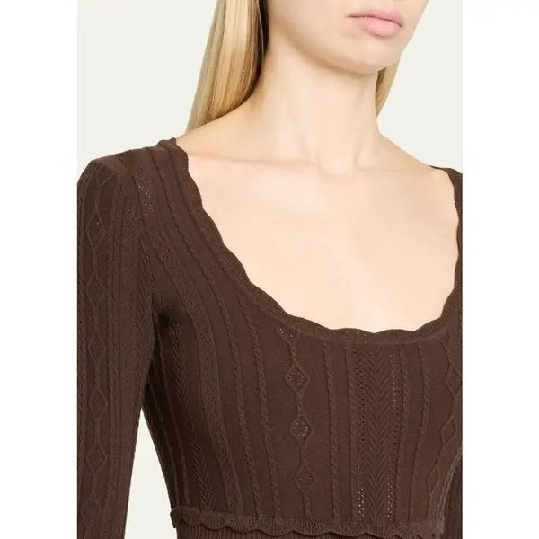 LoveShackFancy Lunelle Pointelle Knit Long-sleeve Mini Dress