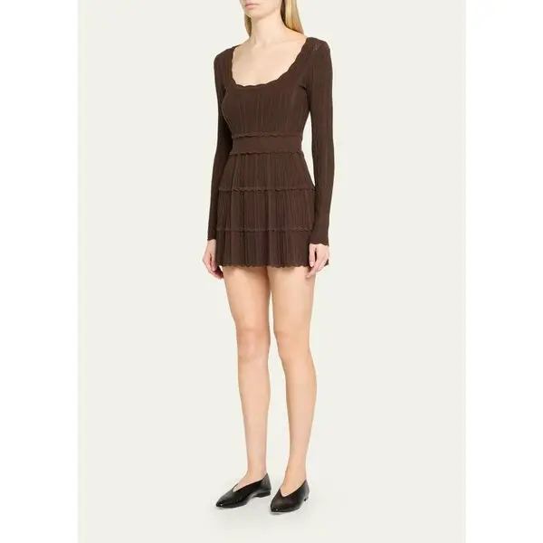 LoveShackFancy Lunelle Pointelle Knit Long-sleeve Mini Dress