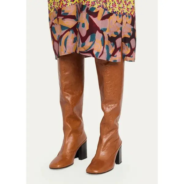 Dries Van Noten 70mm Crinkled Leather Over-the-knee Boots