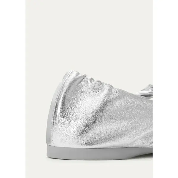 Loewe Pebble Soft Square Toe Ballerina Flats - Silver