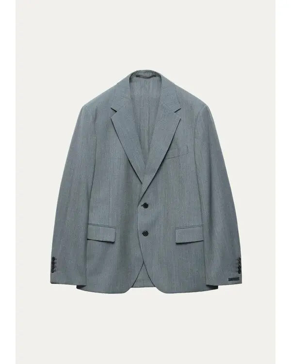 Prada Mouliné Wool Single-breasted Blazer