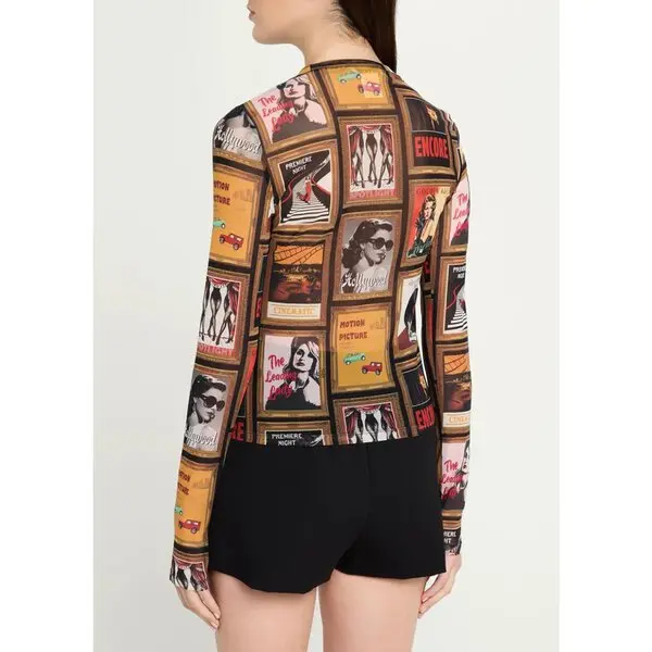 Alice + Olivia Delaina Long-sleeve Top - Silver Screen