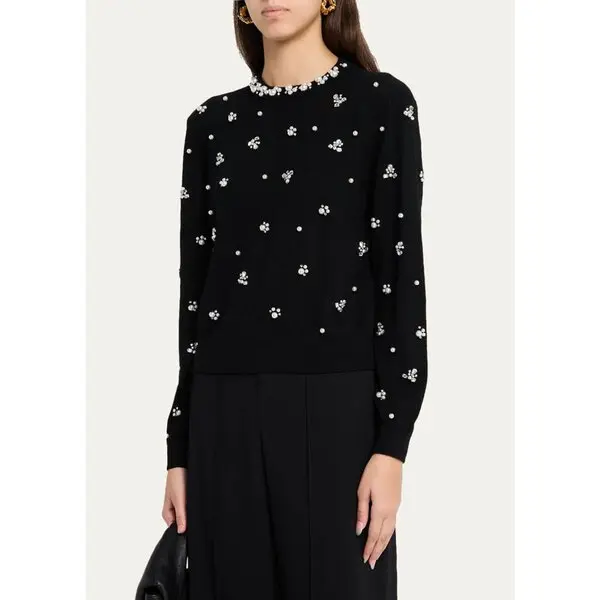 Alice + Olivia Carolee Embellished Crewneck Sweater
