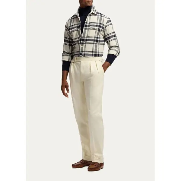 Ralph Lauren Purple Label Plaid Cashmere-cotton Shirt
