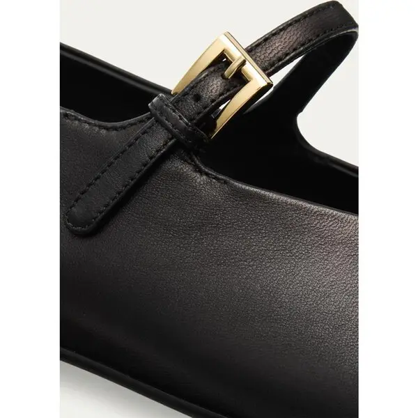 Prada Triangle Logo Leather Mary Jane Ballerina Flats