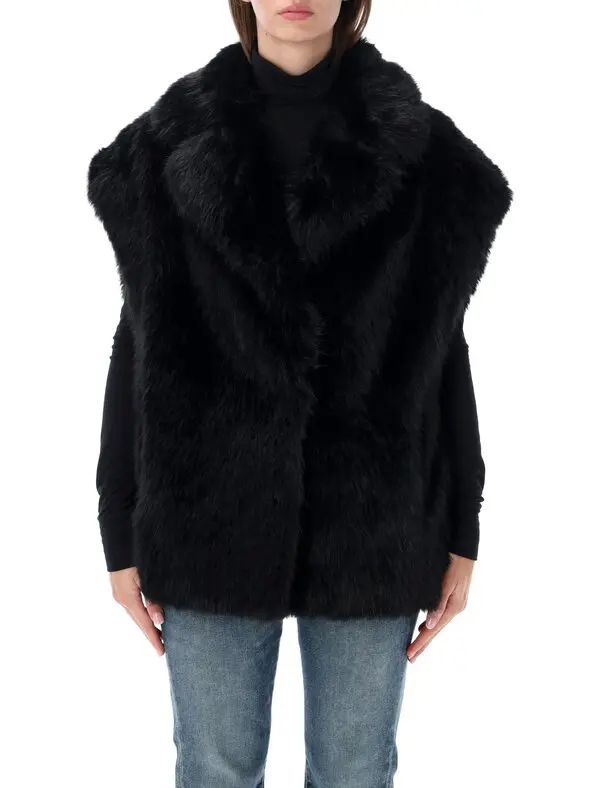 STAND STUDIO Faux Fur Vest - Nero