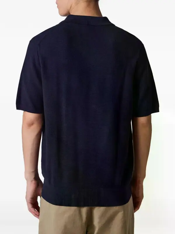 Paul Smith Navy Textured Cotton Knitted Polo Shirt