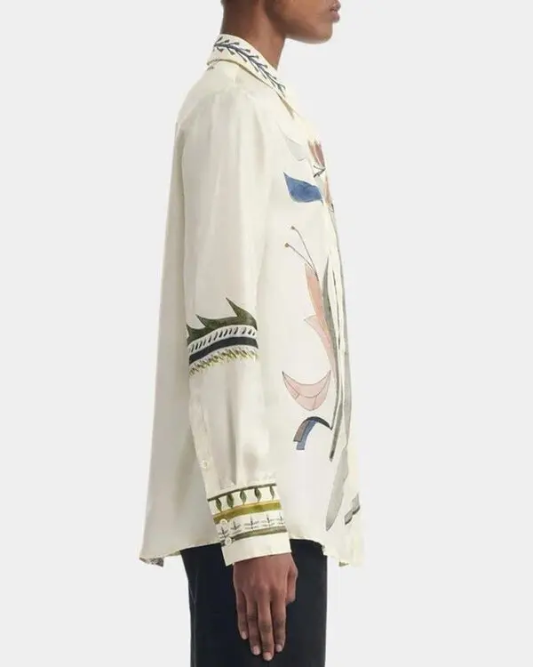 Altuzarra Chika Printed Silk Twill Button-front Top