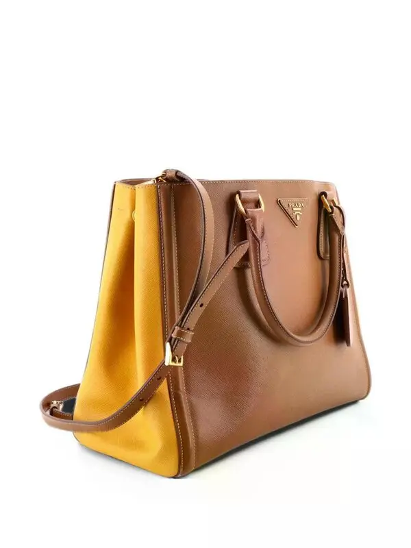 Prada Bicolor Lux Convertible Open Saffiano Leather Medium Tote Bag - Brown