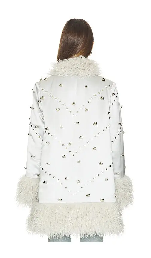 UNDERSTATED LEATHER Heart Charm Coat In Metallic Grey