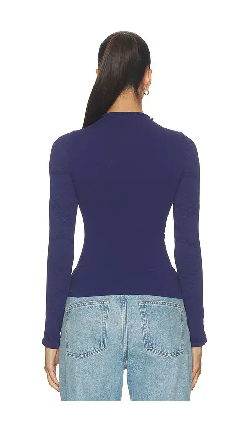 Free People Mixed Feelings Mock Neck Tee In Royal