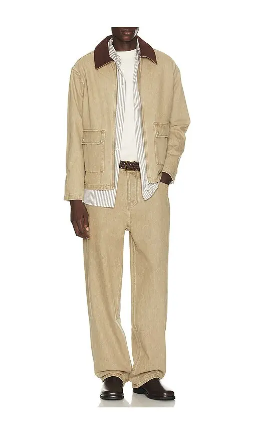 DRÃ´LE DE MONSIEUR Washed Khaki Straight Jeans In Khaki In Beige