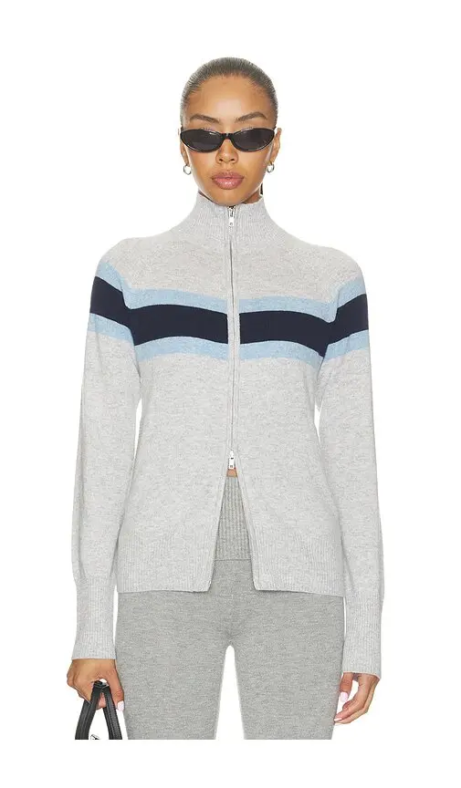Frankies Bikinis Kingston Cashmere Knit Zip Up In Grey