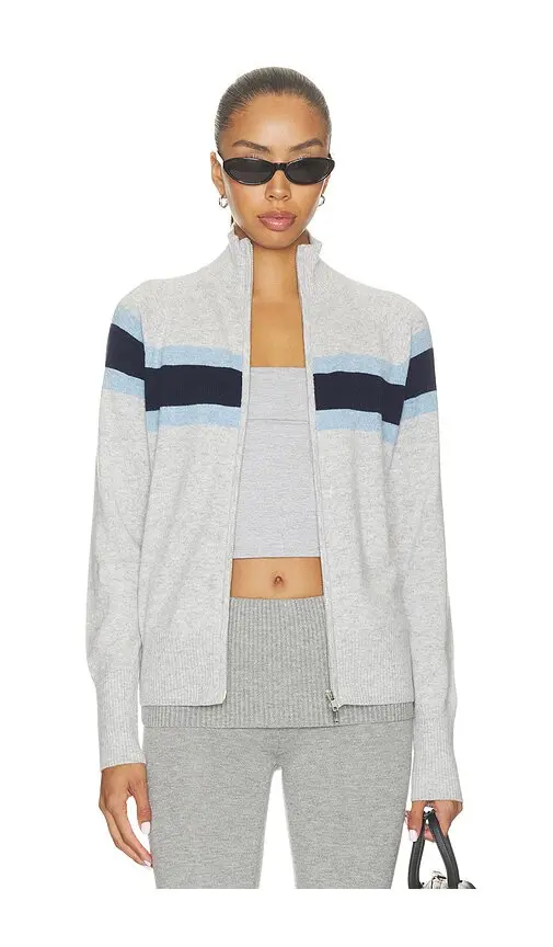 Frankies Bikinis Kingston Cashmere Knit Zip Up In Grey